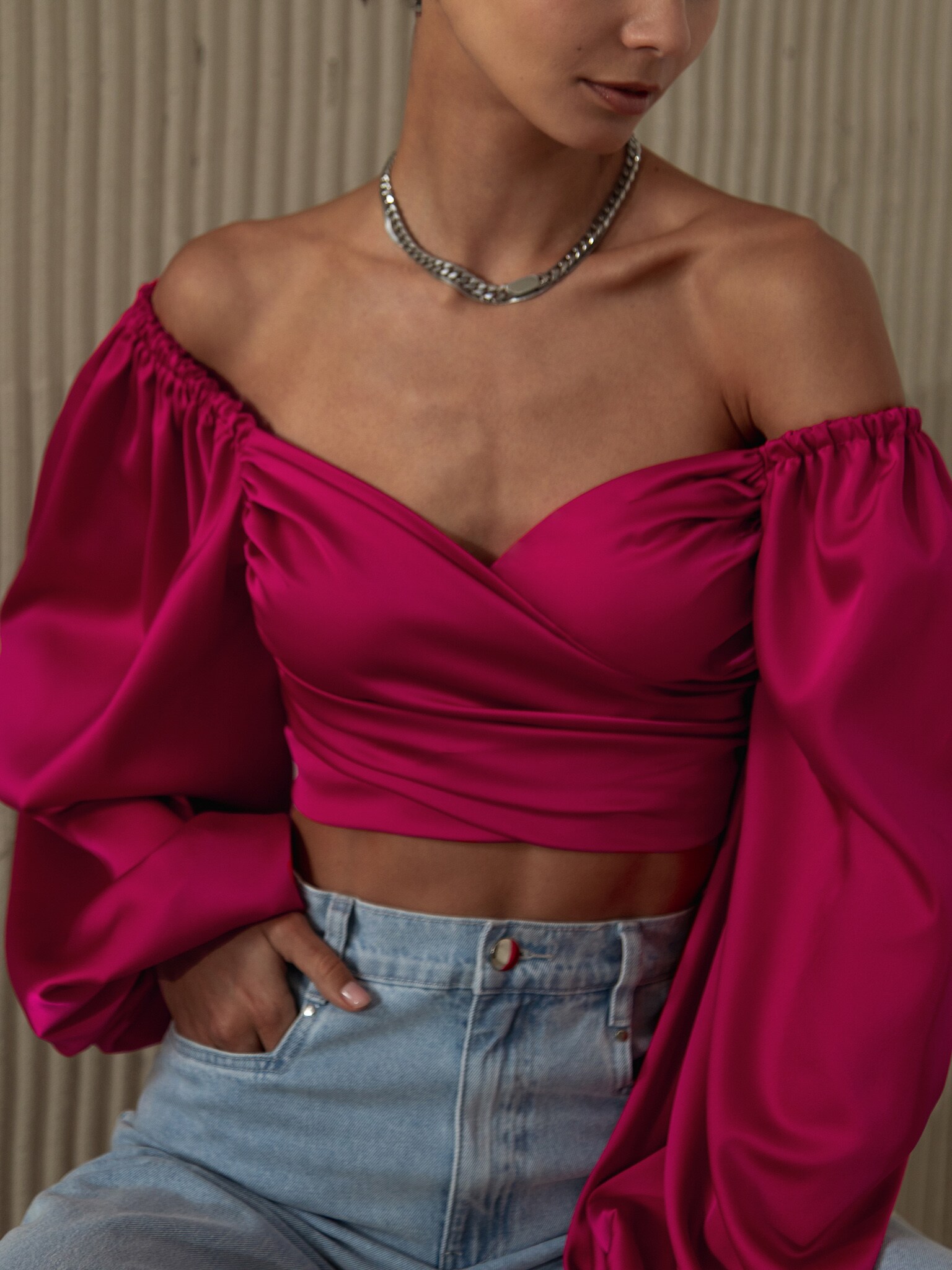 Puff Sleeve Cropped Top Lichi Online Fashion Store