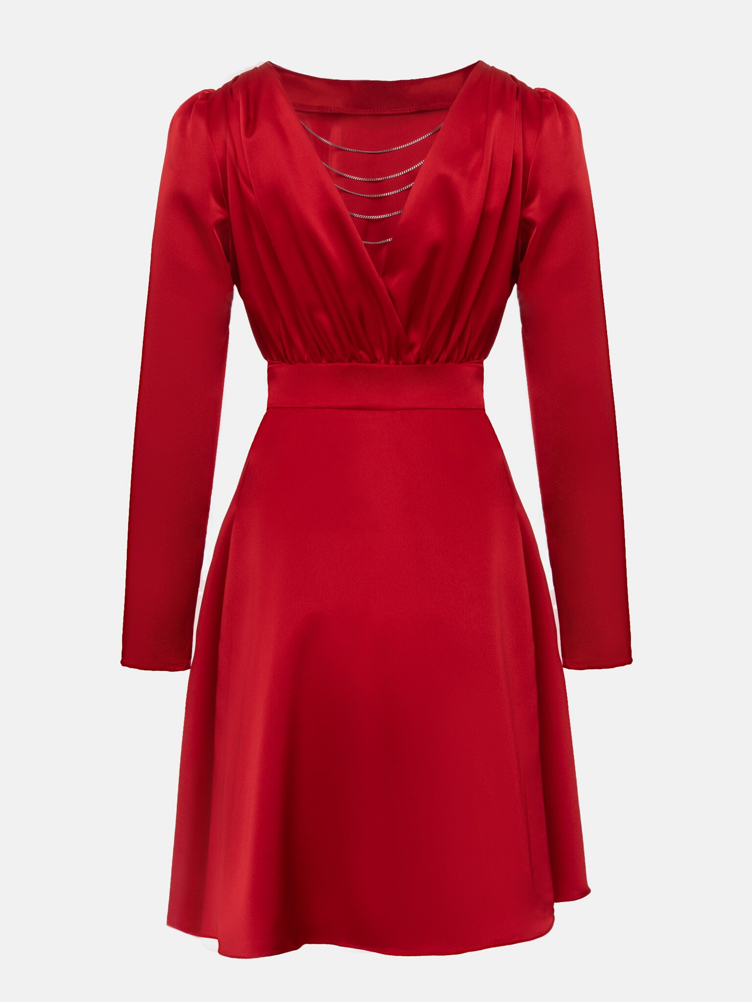 Chain-embellished open-back satin mini dress :: LICHI - Online fashion ...