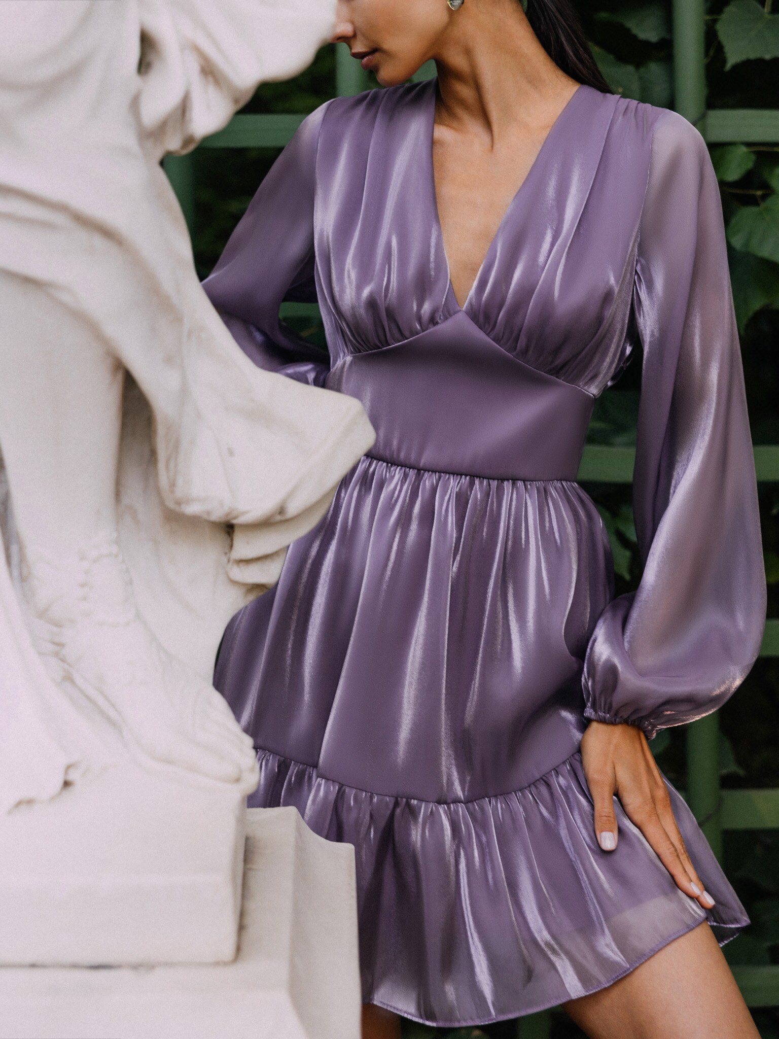 Light ruffled chiffon mini dress :: LICHI - Online fashion store