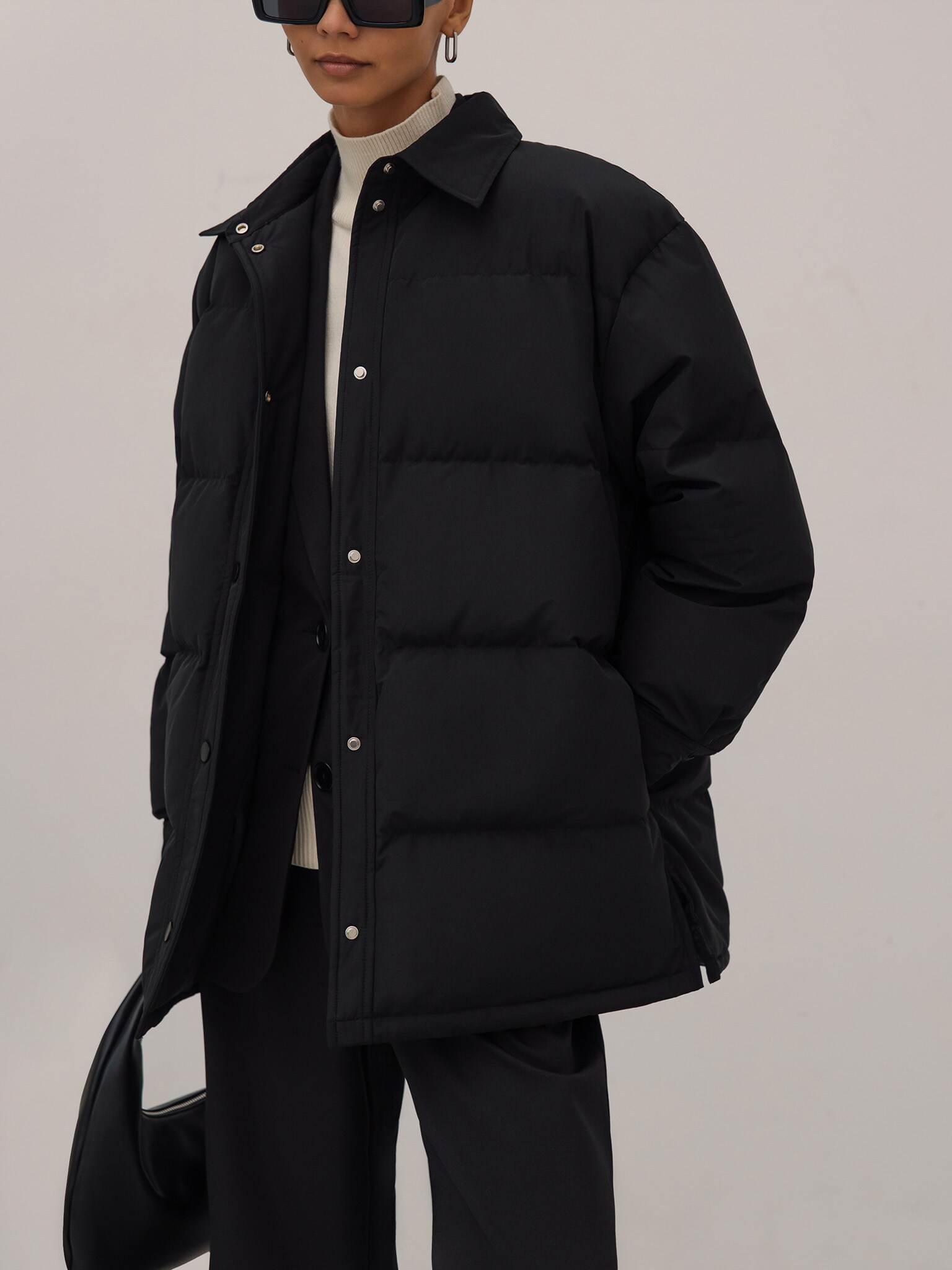 Quilted collared down jacket :: LICHI - Online fashion store