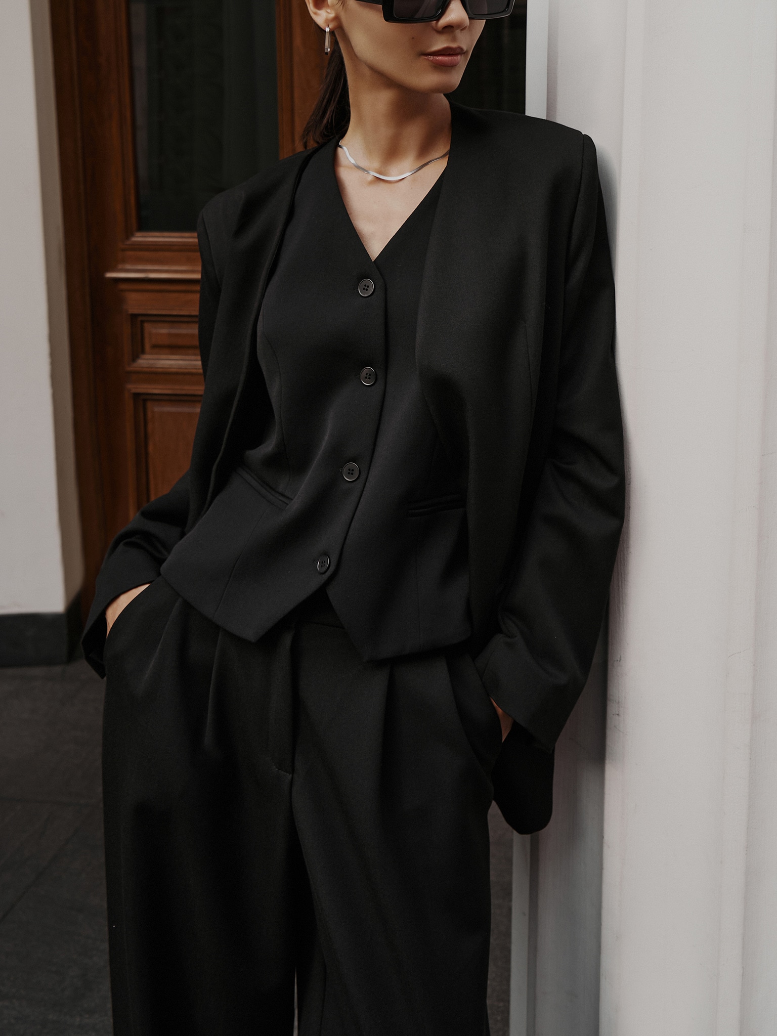 Long blazer without lapels :: LICHI - Online fashion store