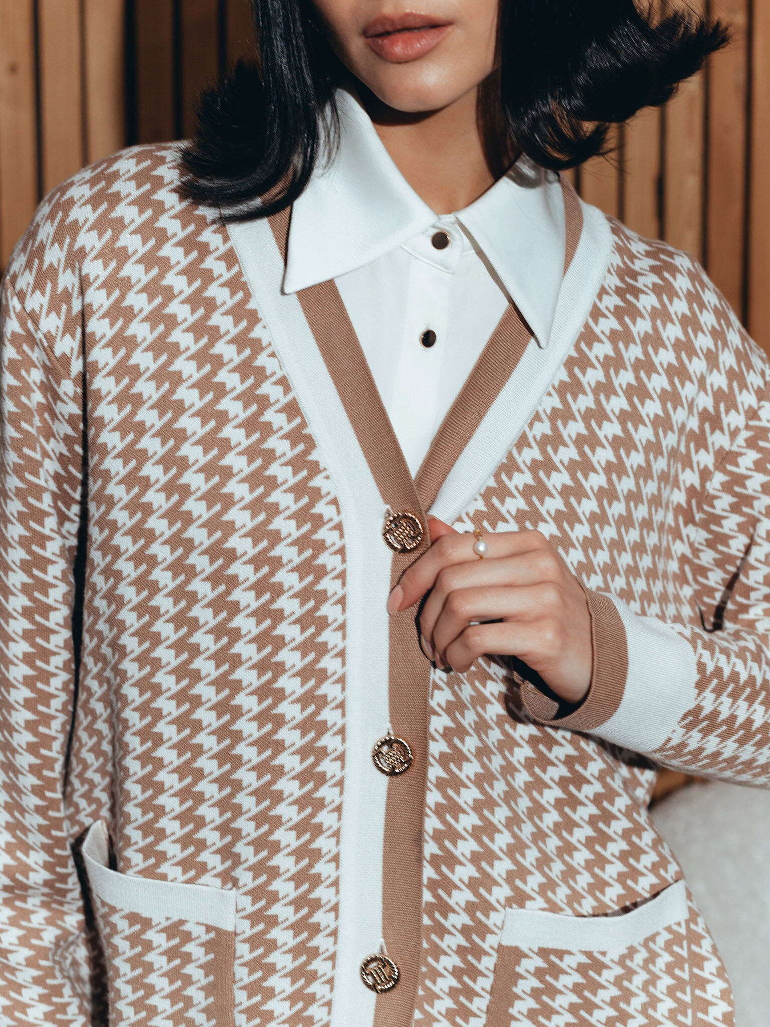 Кардиган кроя оверсайз в гусиную лапку :: LICHI - Online fashion store