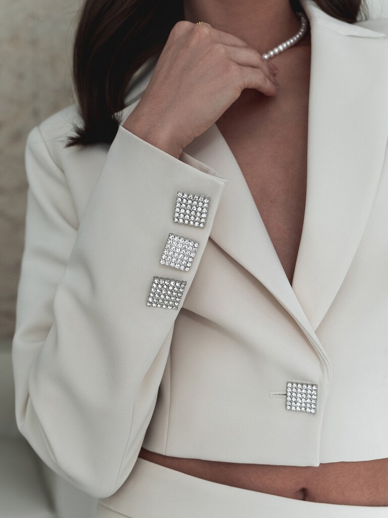 Cropped jacket with rhinestone button :: LICHI - Online fashion store