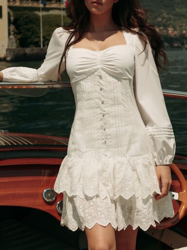 Lace mini dress with flounce :: LICHI - Online fashion store