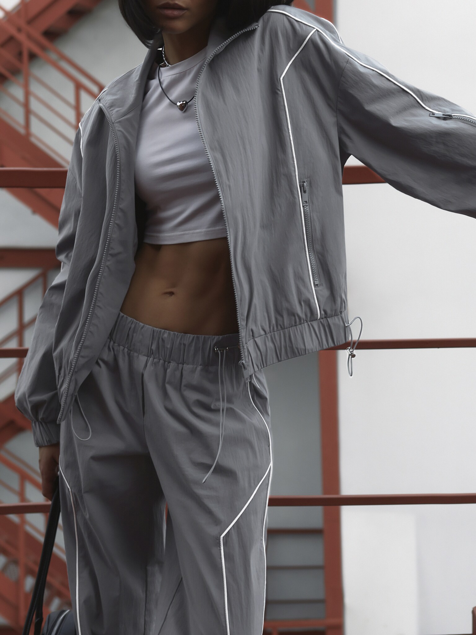Nylon windbreaker with contrasting stripes :: LICHI - Online fashion store