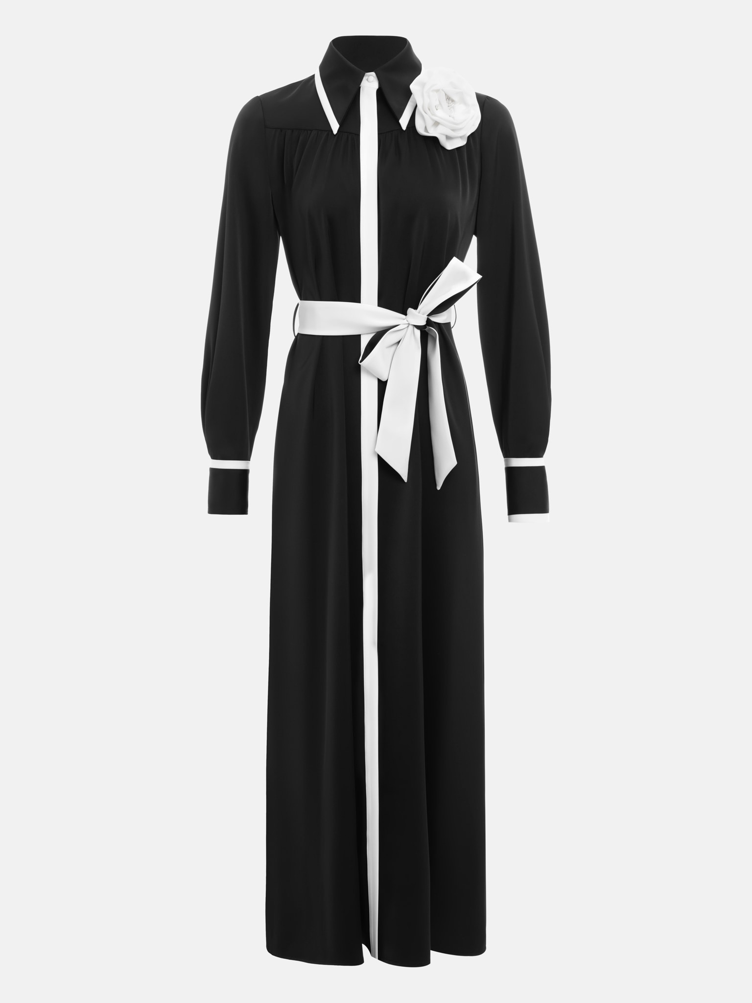 Maxi Dress With Contrasting Inserts And Flower Brooch LICHI Online maxi-dress-with-contrasting-inserts-and-flower-brooch-lichi-online