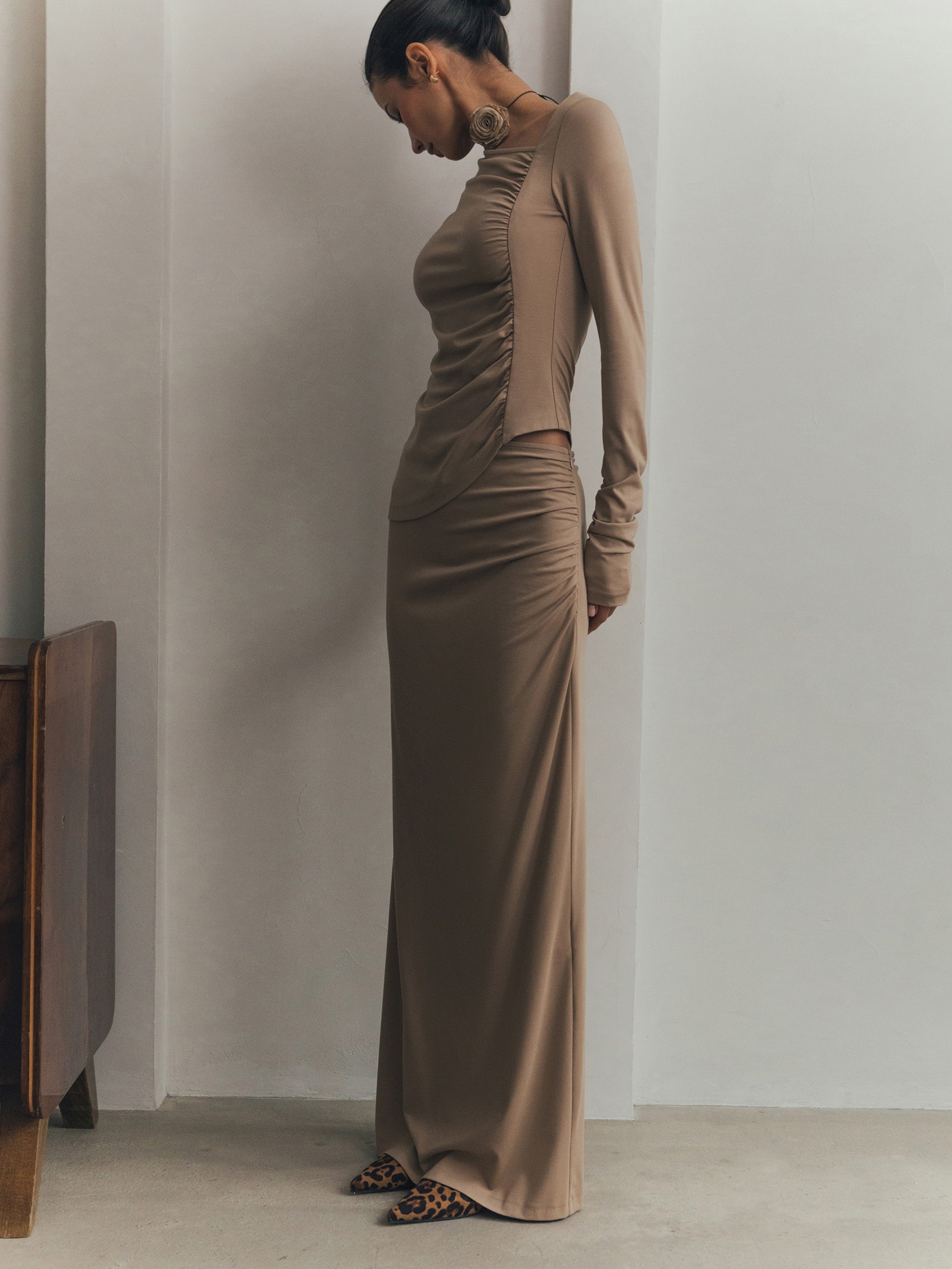 Юбка макси с асимметричной сборкой :: LICHI - Online fashion store