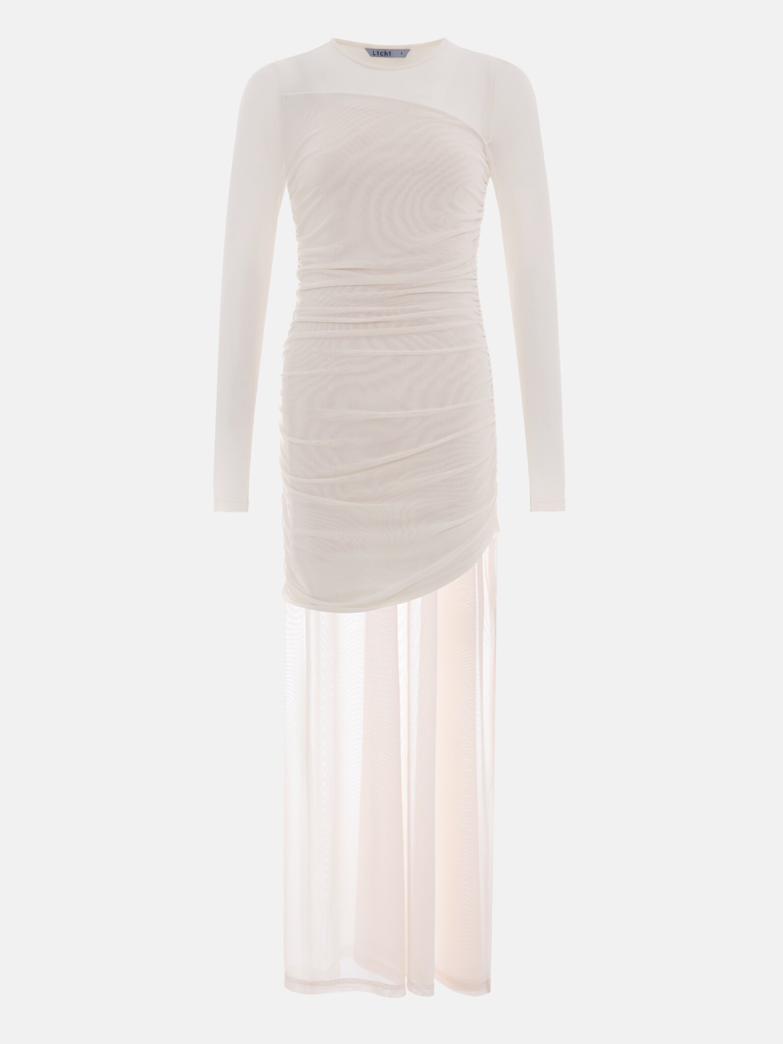 Semi-transparent maxi dress with asymmetric lining :: LICHI - Online ...