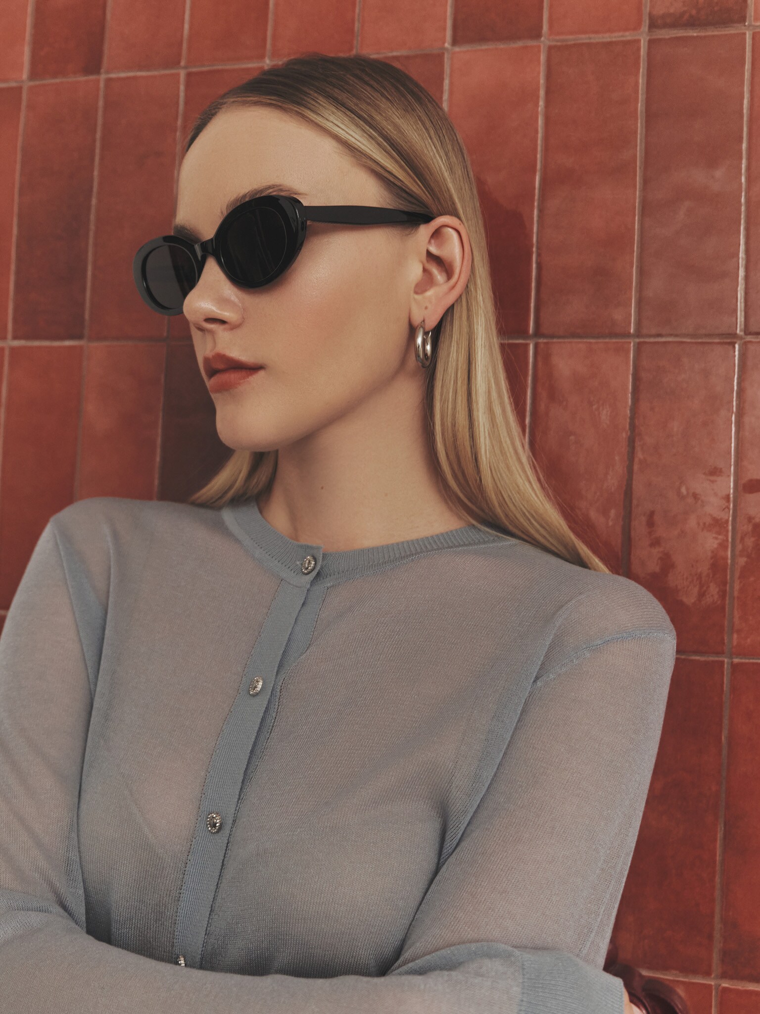 Straight cardigan in semi-transparent jersey :: LICHI - Online fashion ...