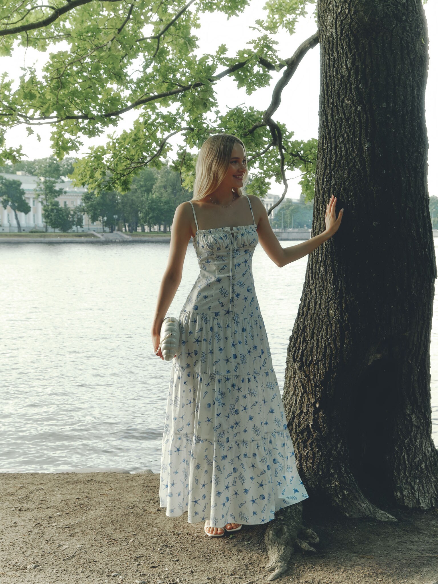 Maxi dress with marine ornament :: LICHI - Online fashion store