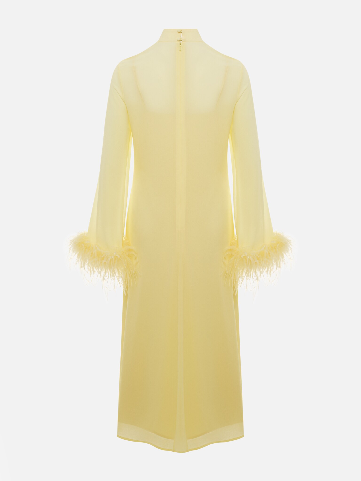 Straight midi dress with feathers on the cuffs :: LICHI - Online ...