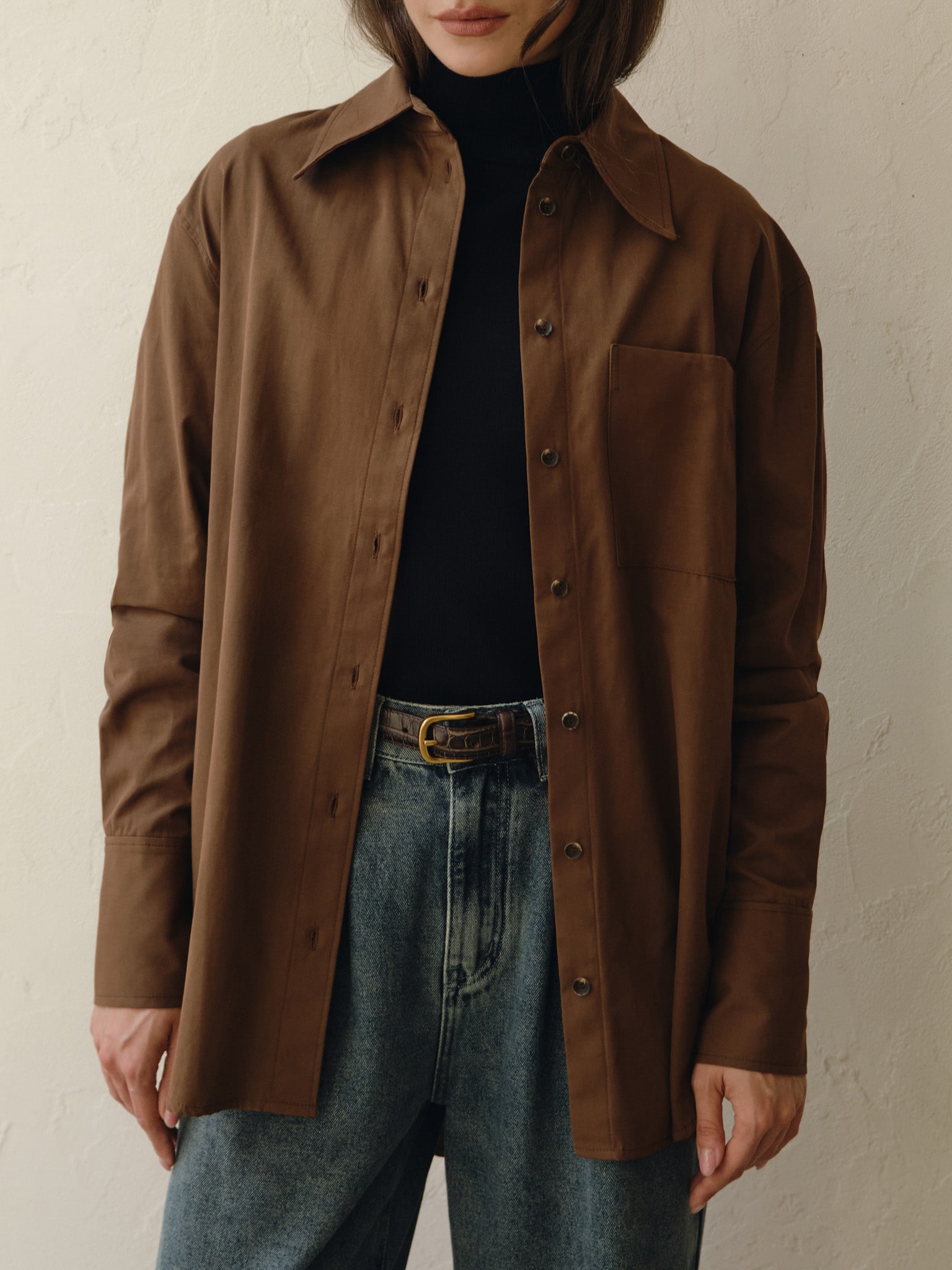 Рубашка оверсайз из гладкой ткани :: LICHI - Online fashion store