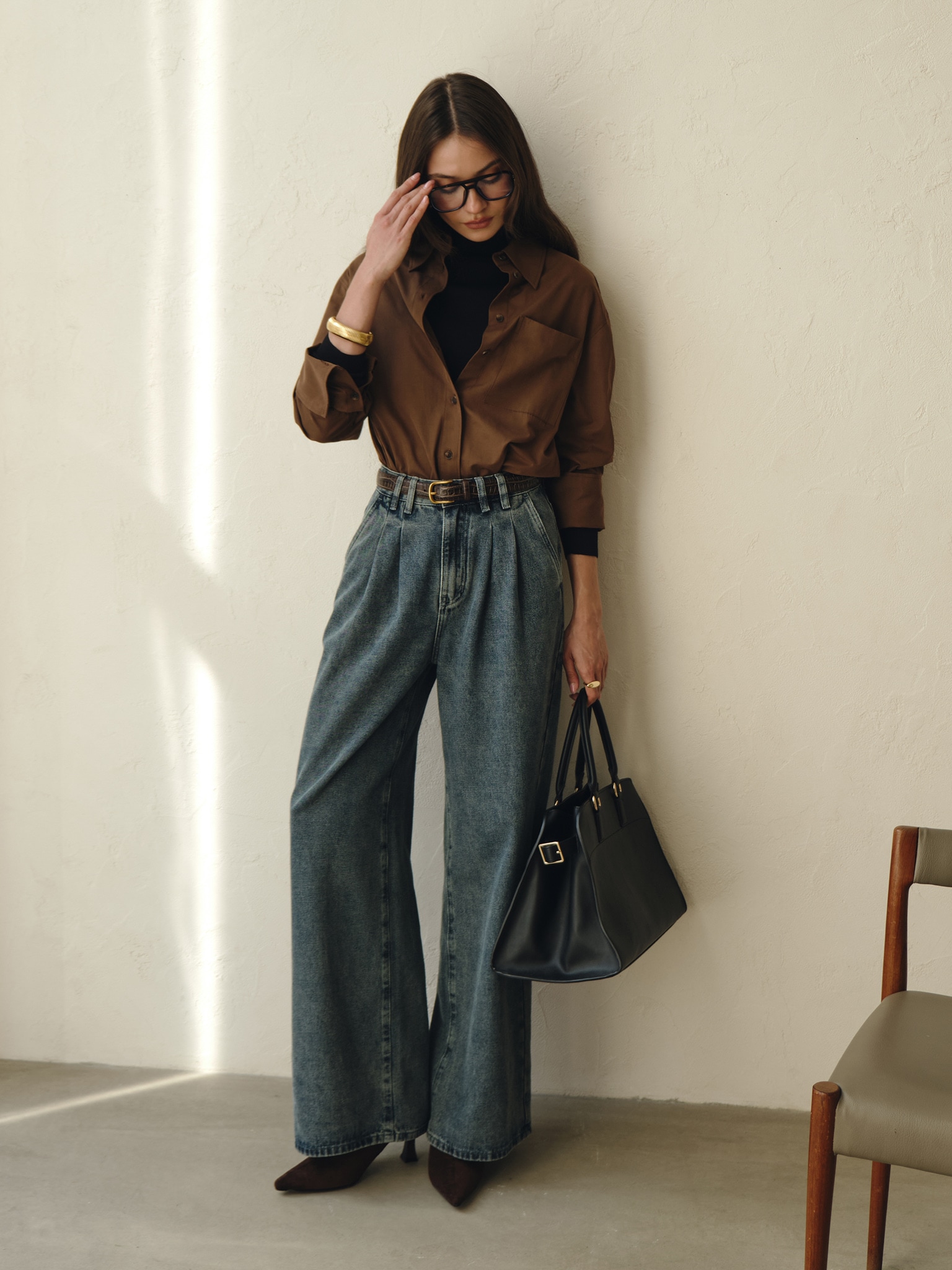Рубашка оверсайз из гладкой ткани :: LICHI - Online fashion store