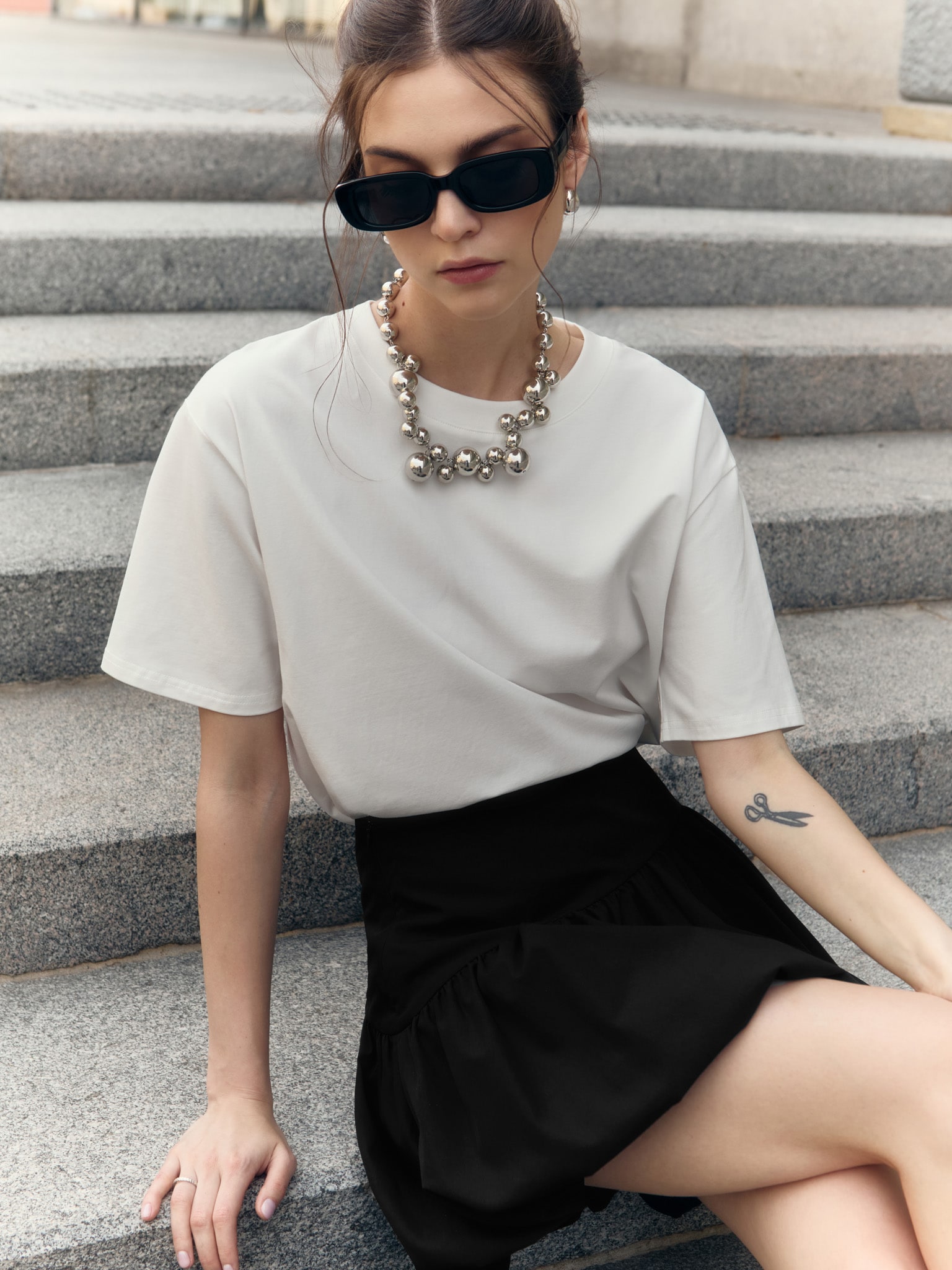 Юбка баллон мини с асимметричным поясом Lichi Online Fashion Store