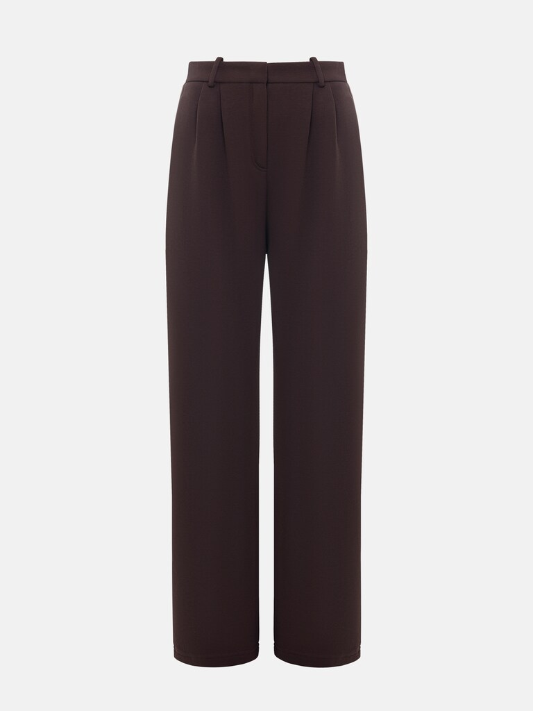 Прямые брюки из футера с защипами на талии :: LICHI - Online fashion store