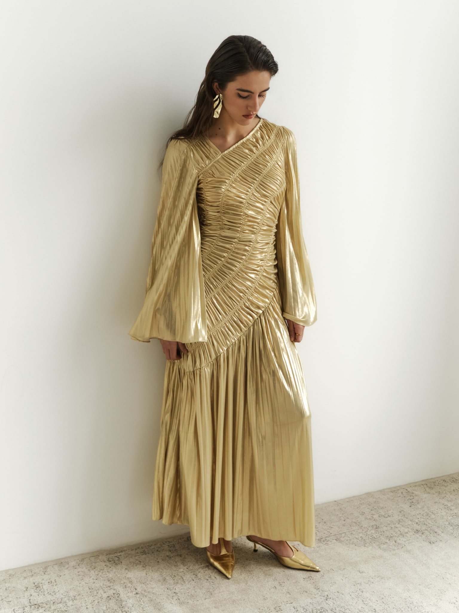 Metallised Fabric Maxi Dress Lichi Online Fashion Store