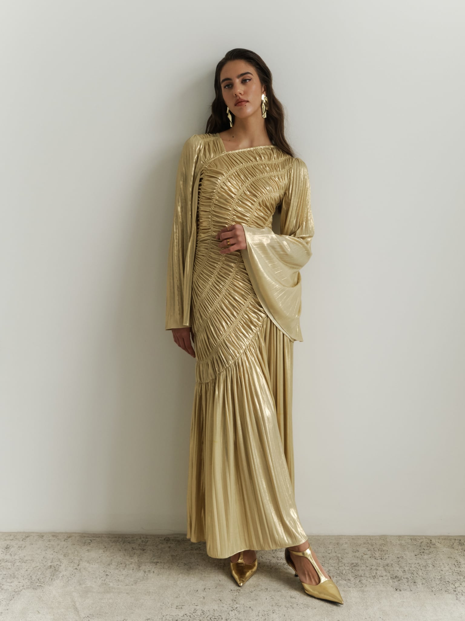 Metallised Fabric Maxi Dress Lichi Online Fashion Store