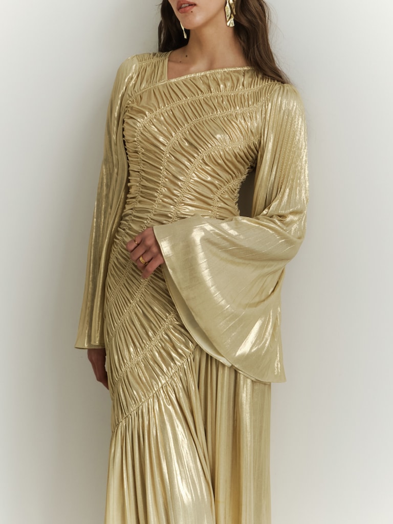 Metallised Fabric Maxi Dress Lichi Online Fashion Store
