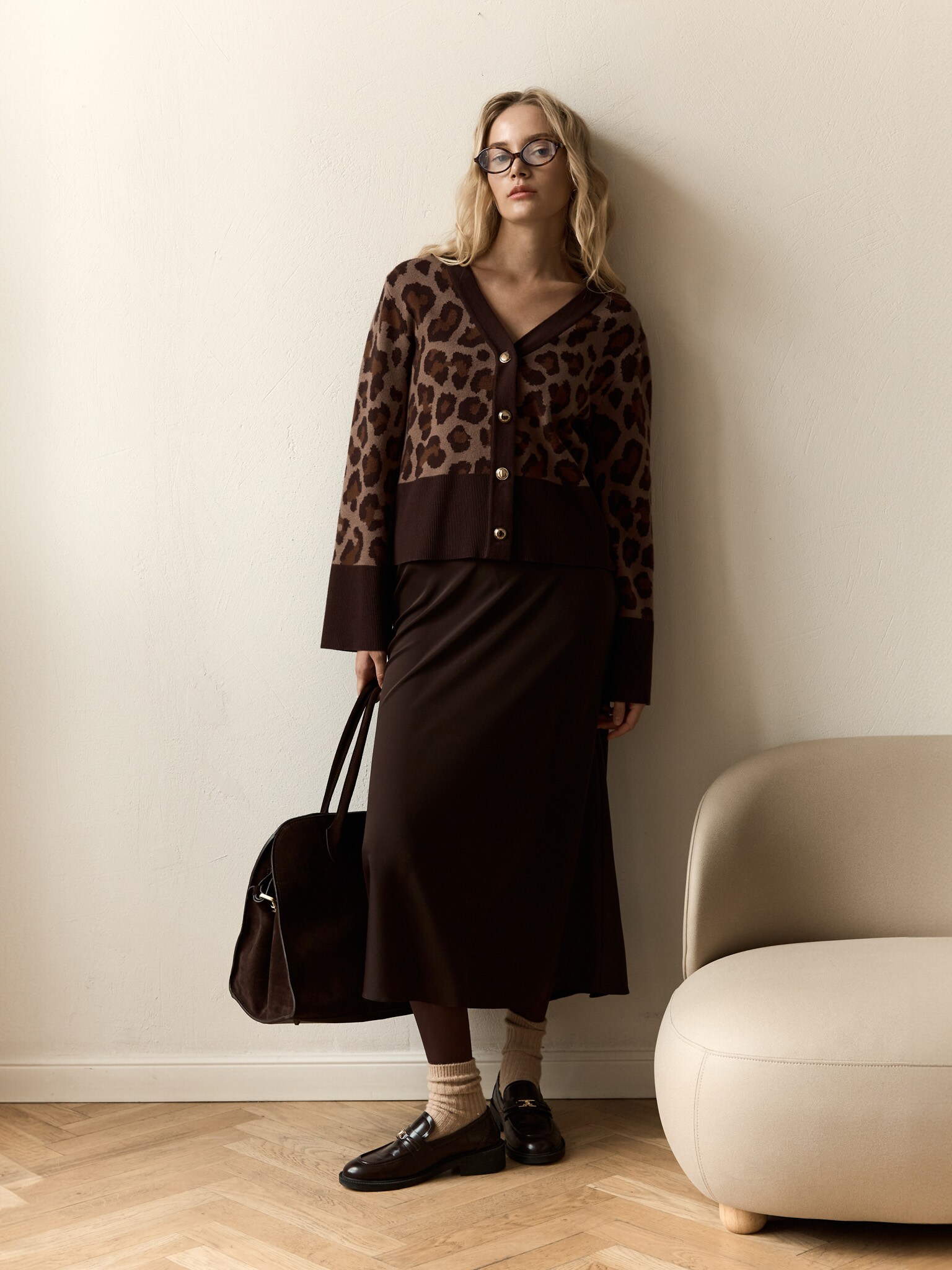 Трикотажный кардиган с леопардовыми деталями :: LICHI - Online fashion ...