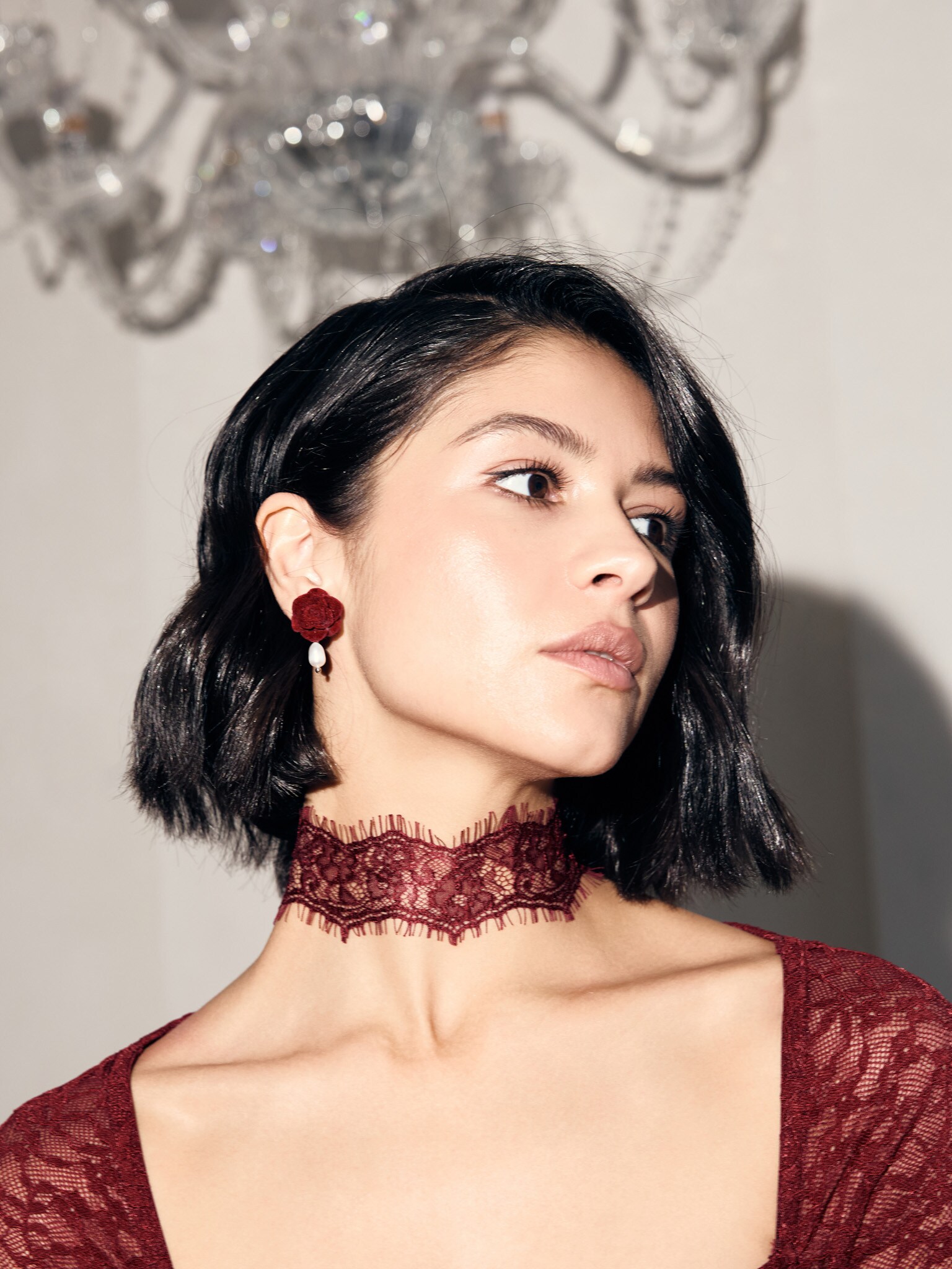 Guipure Maxi Dress With Tonal Choker Lichi Online Fashion Store