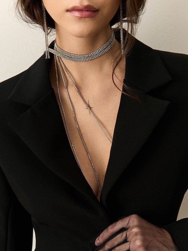 Rhinestone choker necklace with different sized rhinestones :: LICHI ...