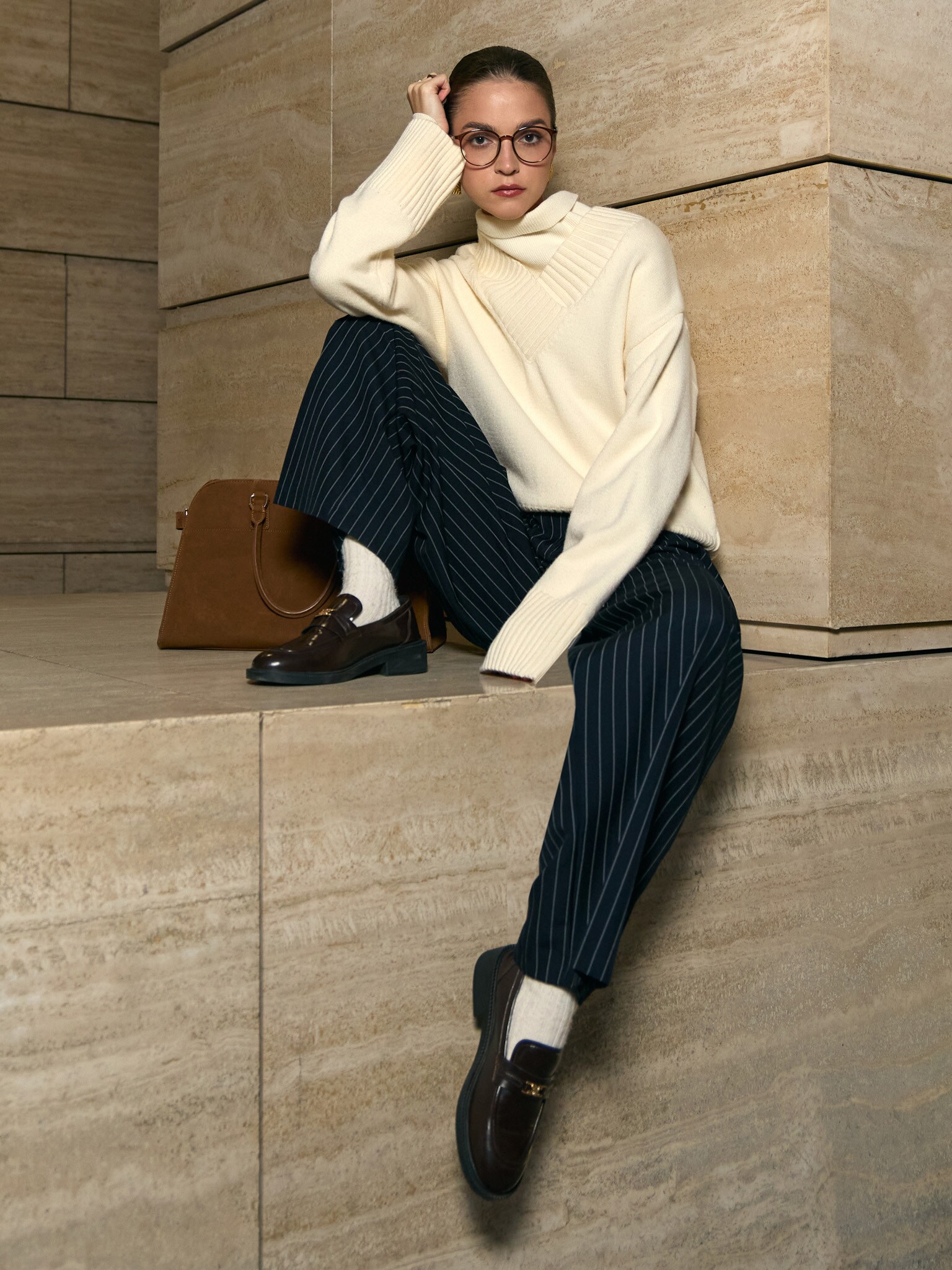 Свободные брюки в тонкую полоску :: LICHI - Online fashion store