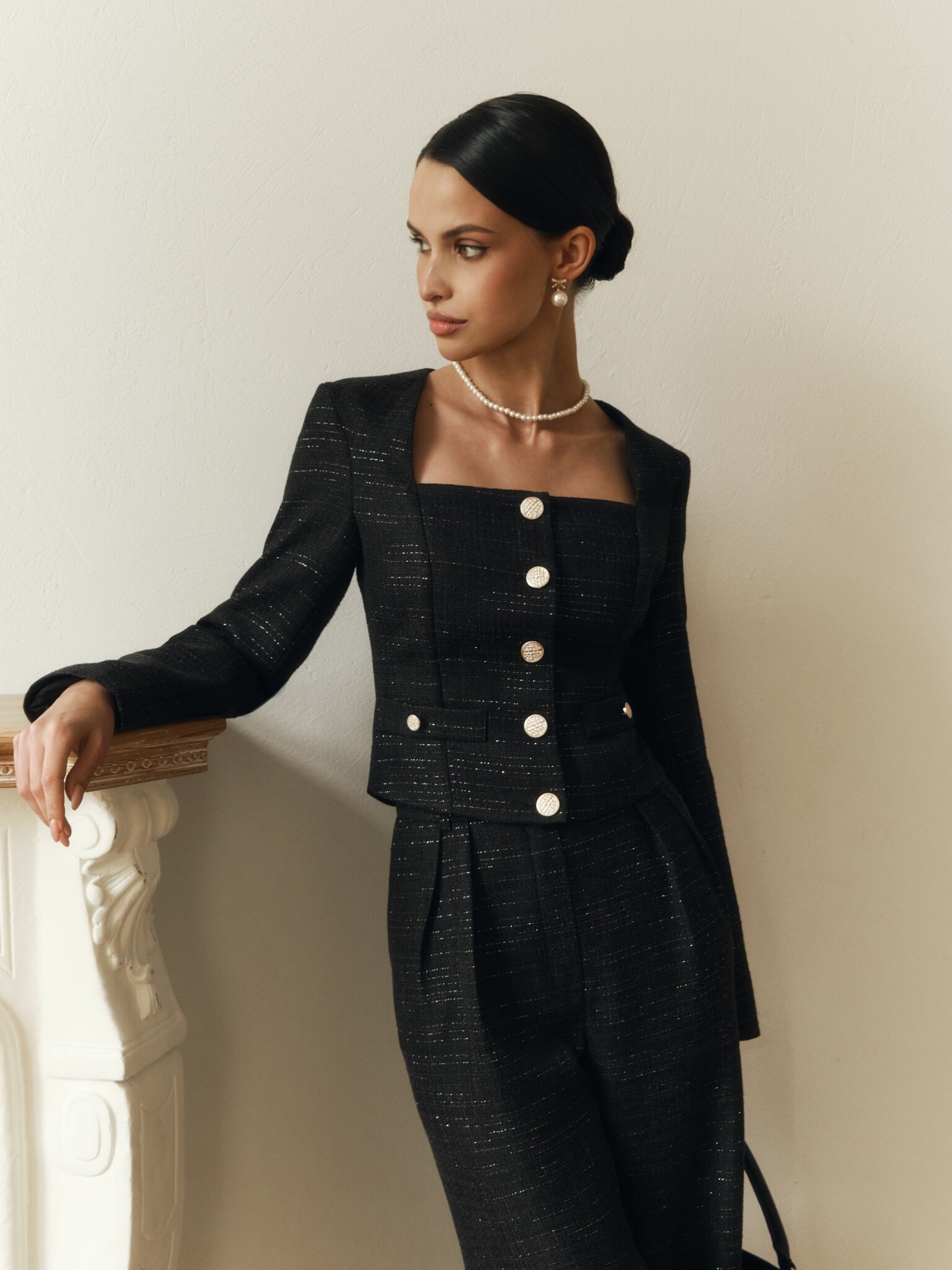 Твидовый жакет приталенного силуэта :: LICHI - Online fashion store