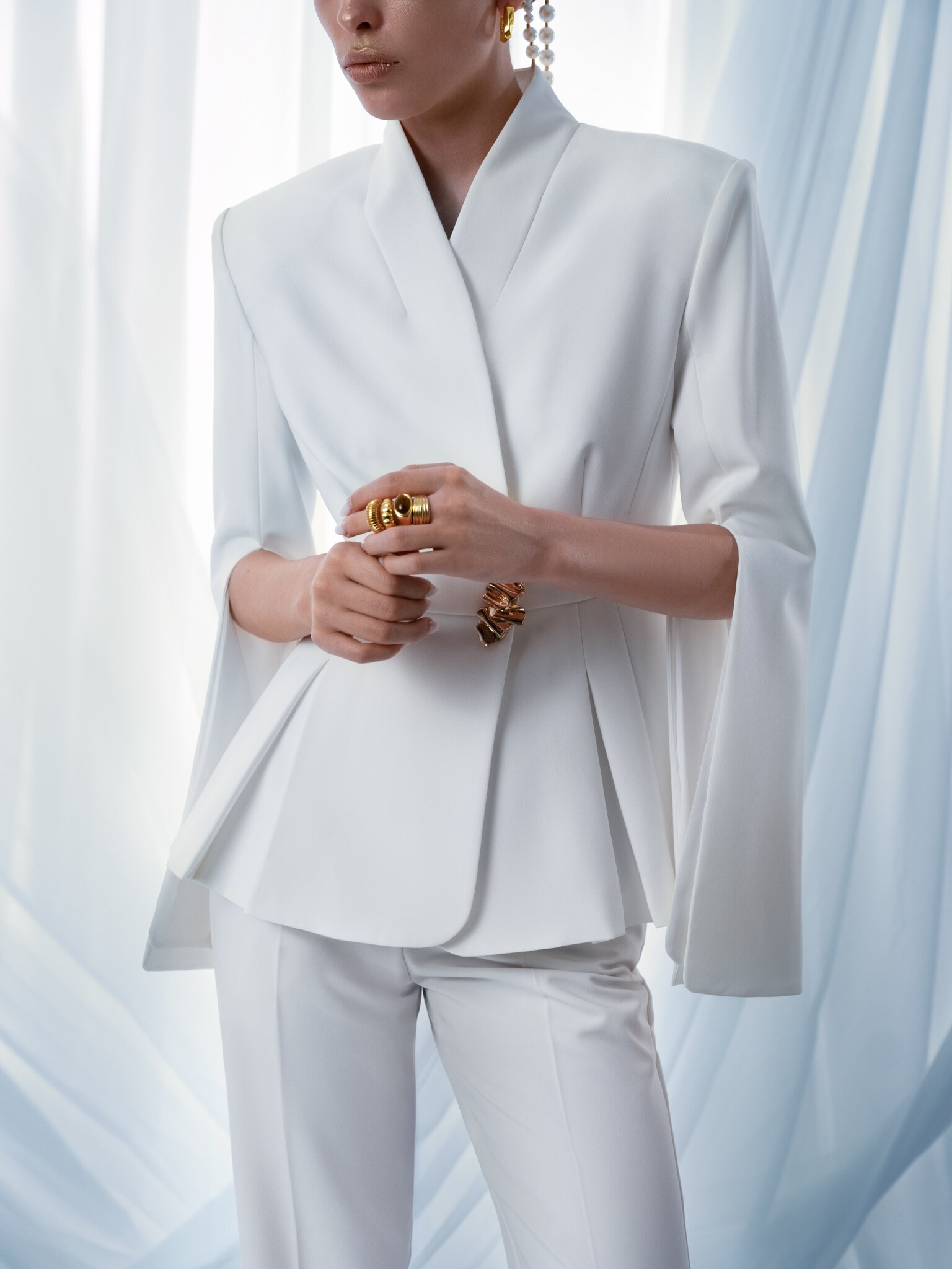 Flared jacket with slits on sleeves :: LICHI - Online fashion store