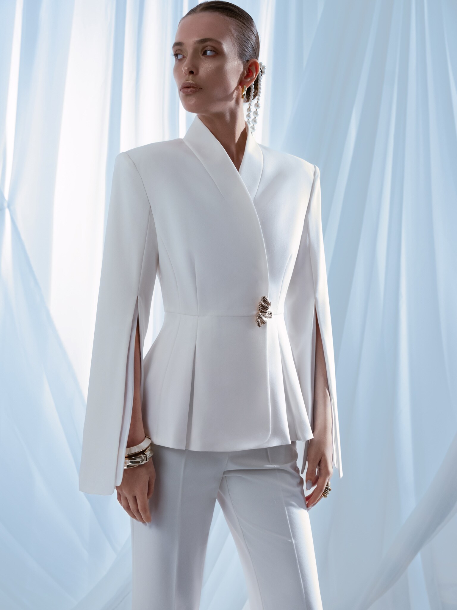 Flared jacket with slits on sleeves :: LICHI - Online fashion store