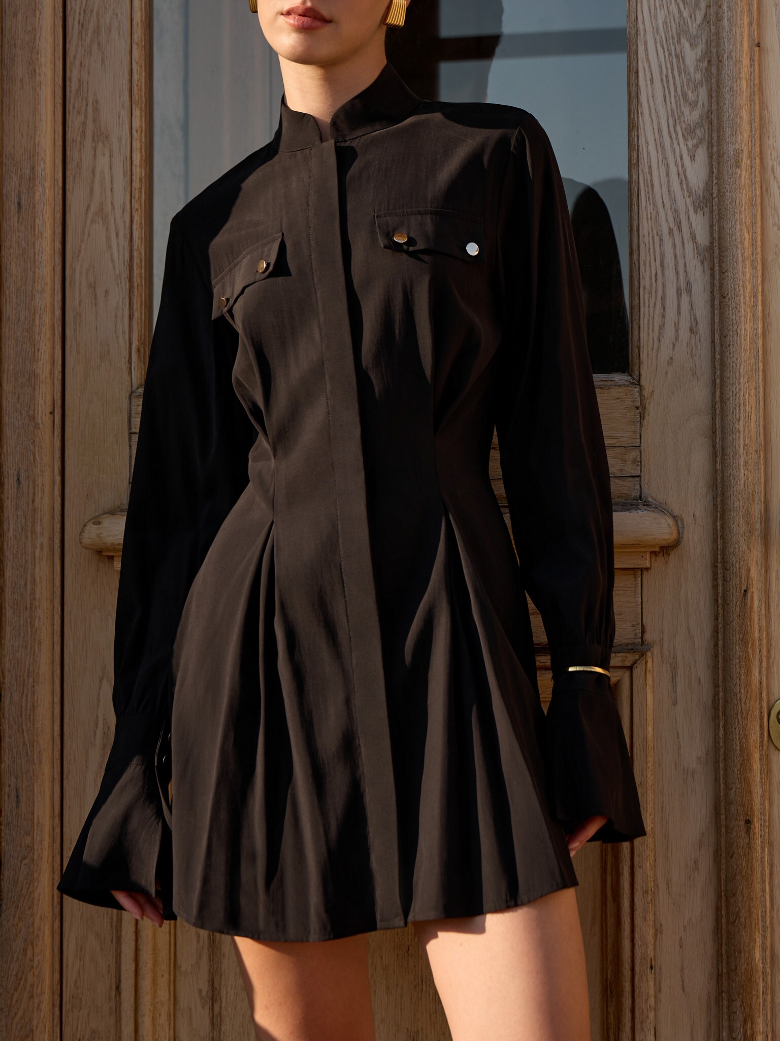Mini shirt dress in lightweight fabric :: LICHI - Online fashion store
