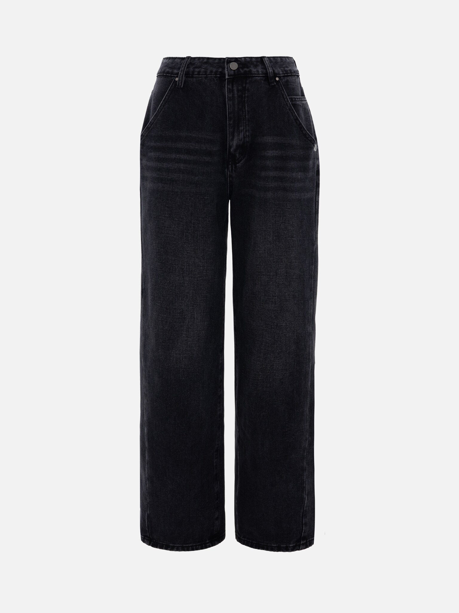 Loose mid-rise jeans with diagonal seams :: LICHI - Online fashion store