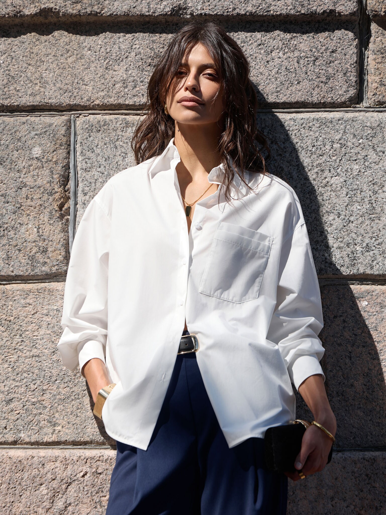 Loose shirt with a chest pocket :: LICHI - Online fashion store