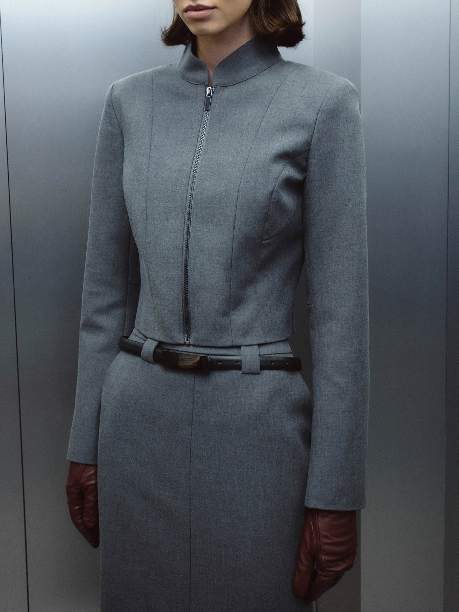 Fitted single-breasted zip-up jacket :: LICHI - Online fashion store