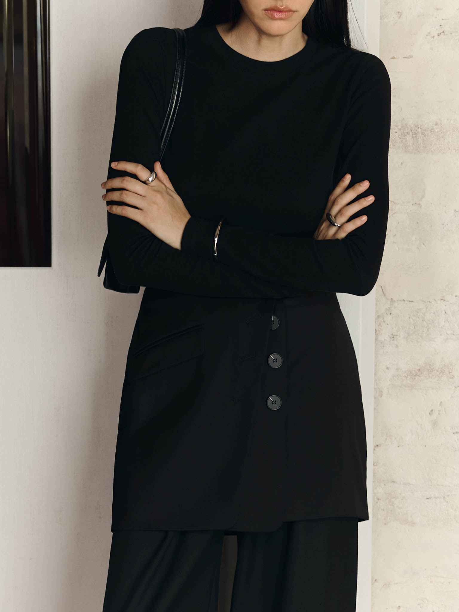 Complex cut straight mini skirt :: LICHI - Online fashion store