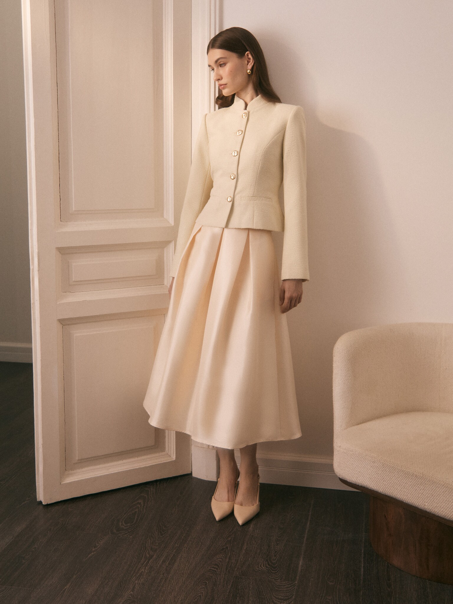 Flared maxi skirt with large pleats :: LICHI - Online fashion store