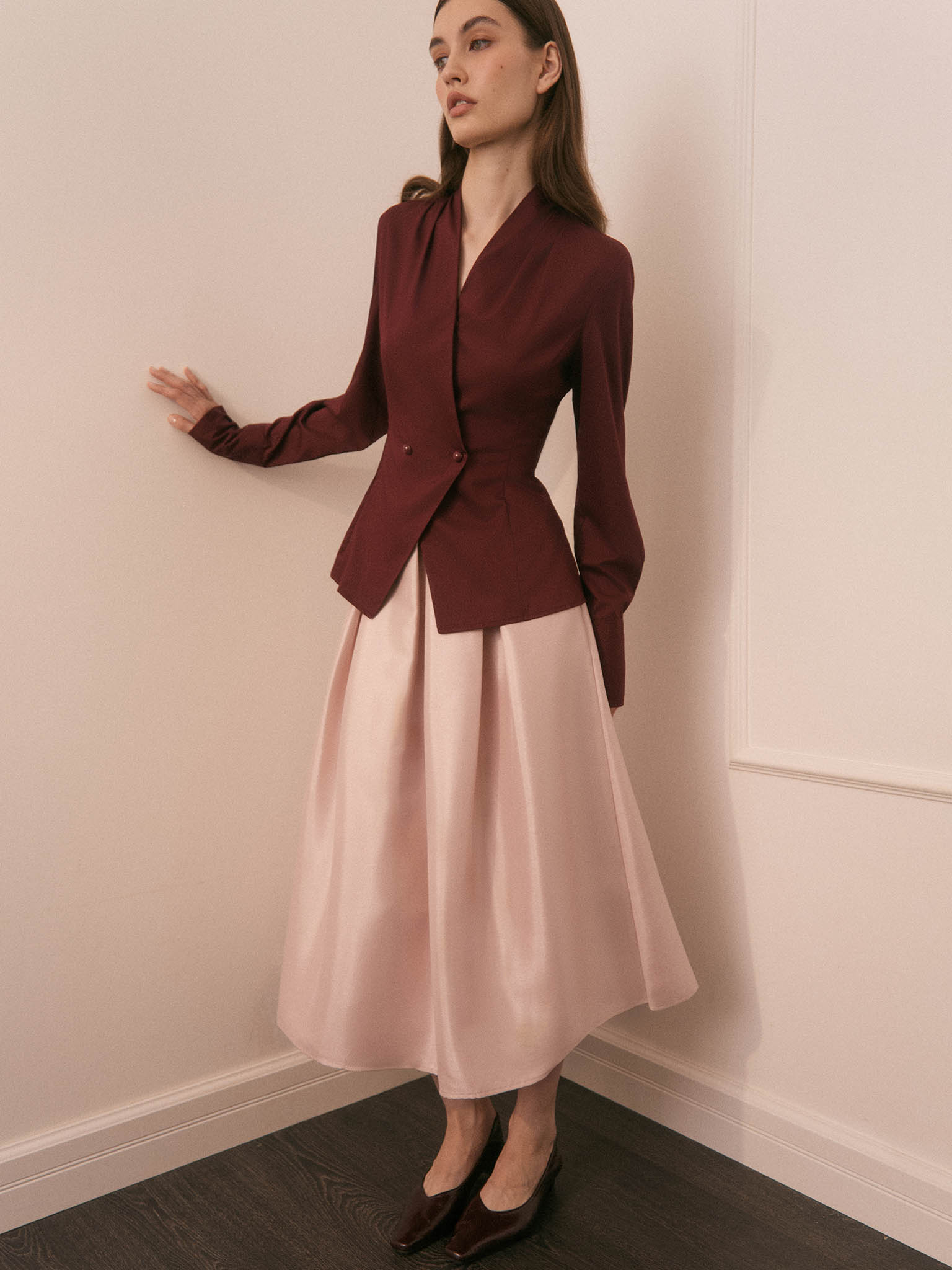 Flared maxi skirt with large pleats :: LICHI - Online fashion store