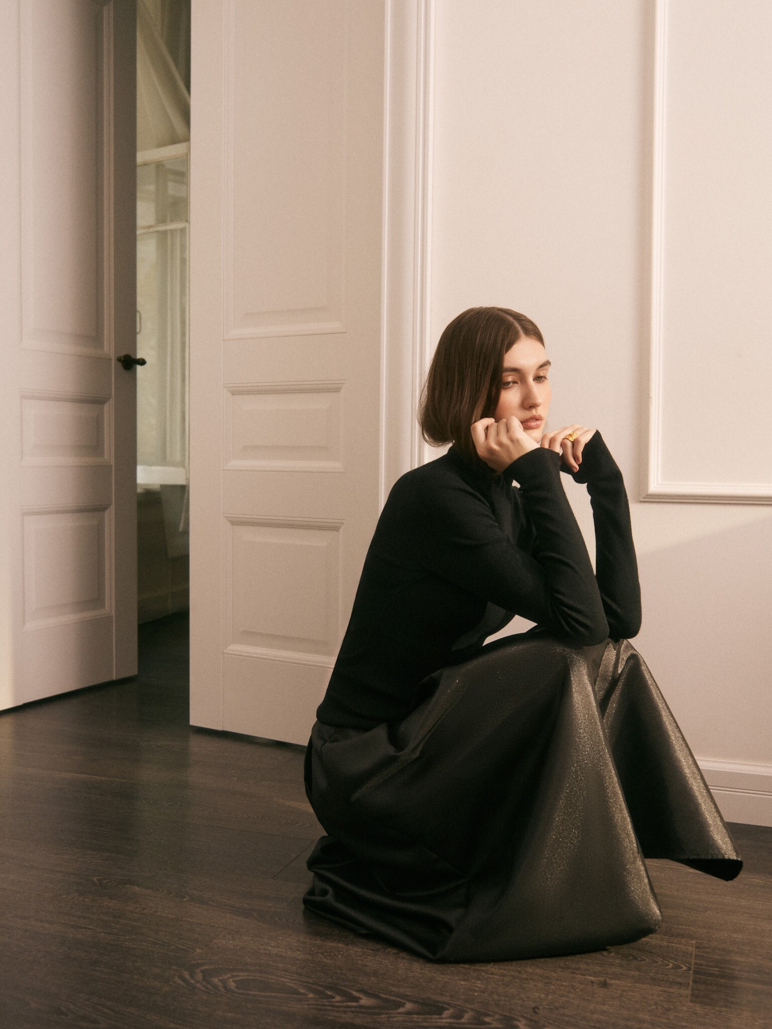 Flared maxi skirt with large pleats :: LICHI - Online fashion store