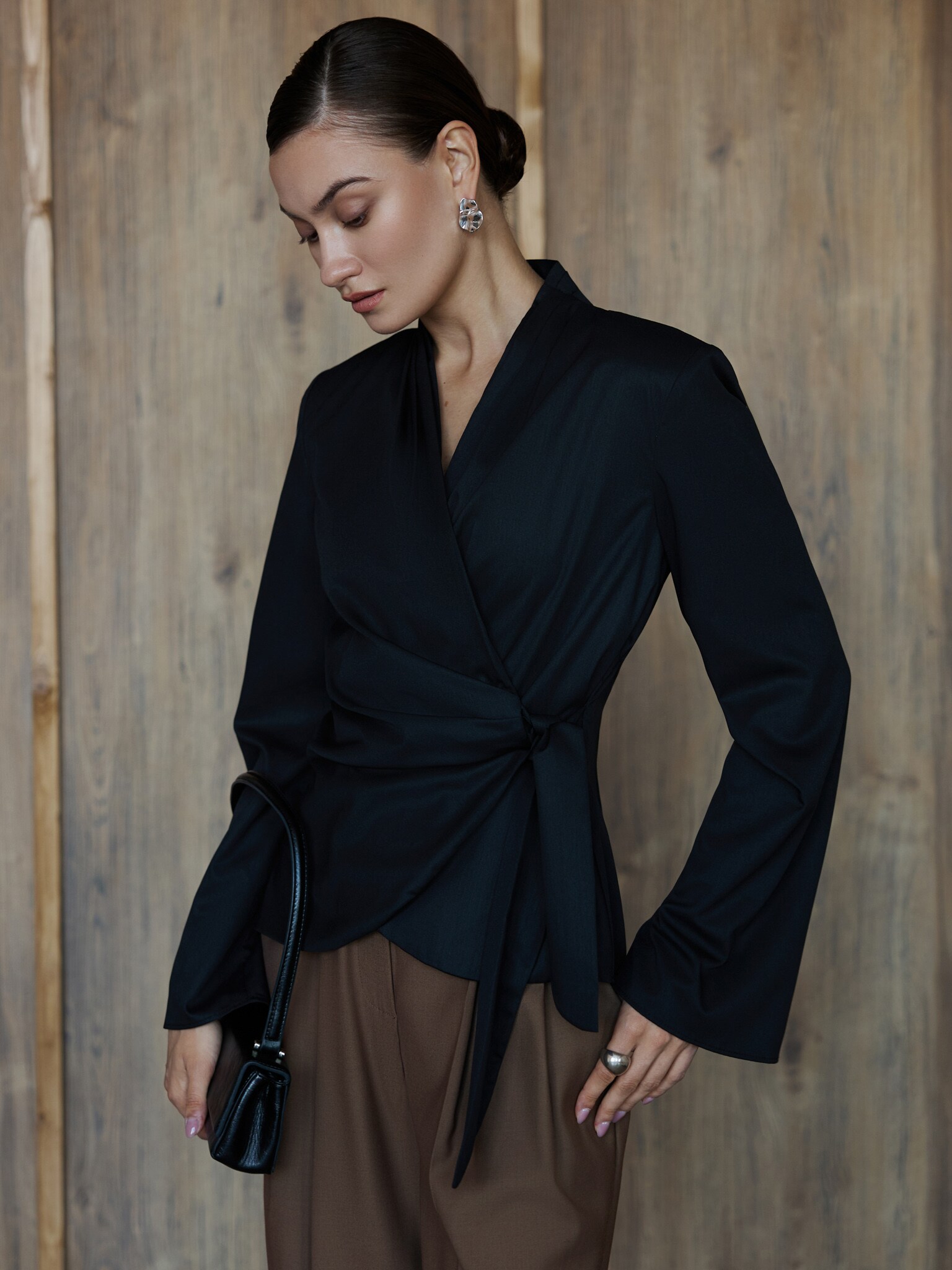 Flared blouse with waist ribbons :: LICHI - Online fashion store