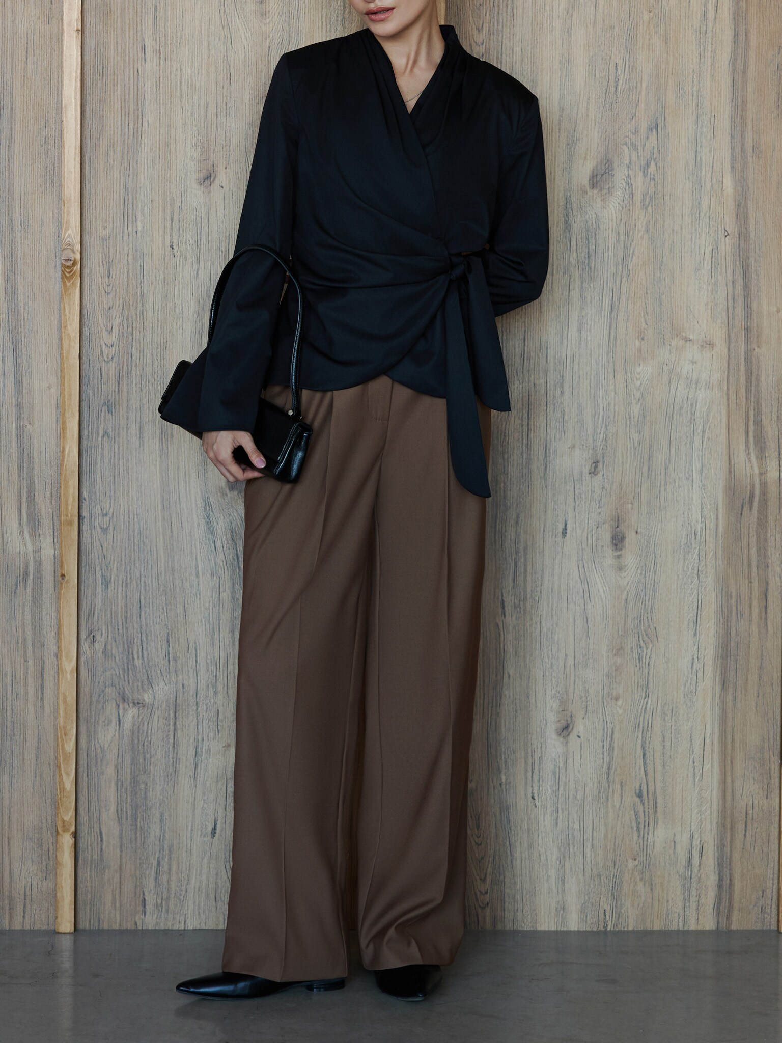 Flared blouse with waist ribbons :: LICHI - Online fashion store